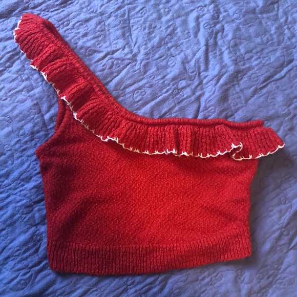 Urban Outfitters | Tops | Orange Fine Knitted One Shoulder Crop Top ...